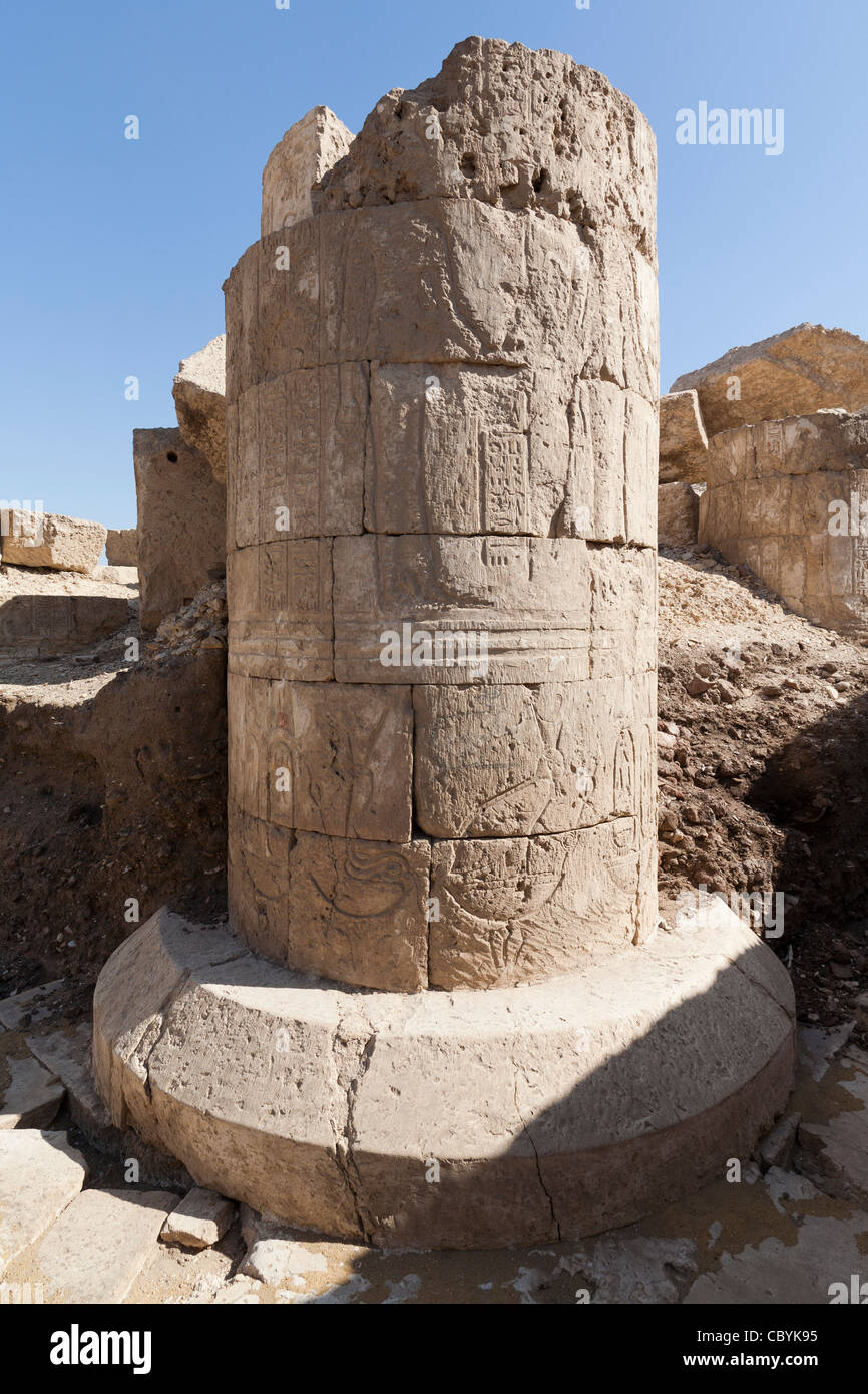 Remnants of column in the Ptolemaic Temple in Wanina, southwest of ...