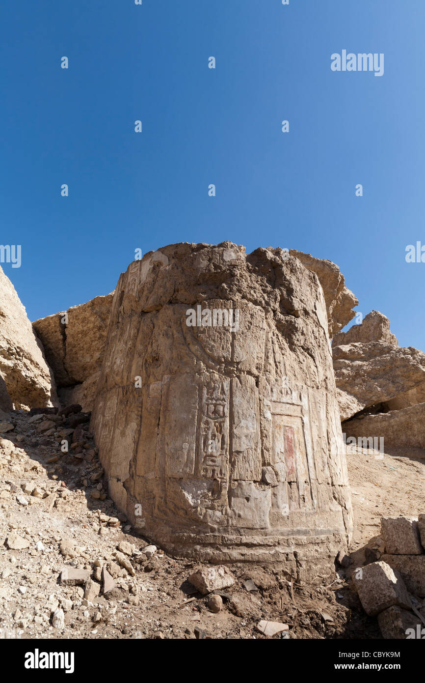 Remnants of column in the Ptolemaic Temple in Wanina, southwest of ...