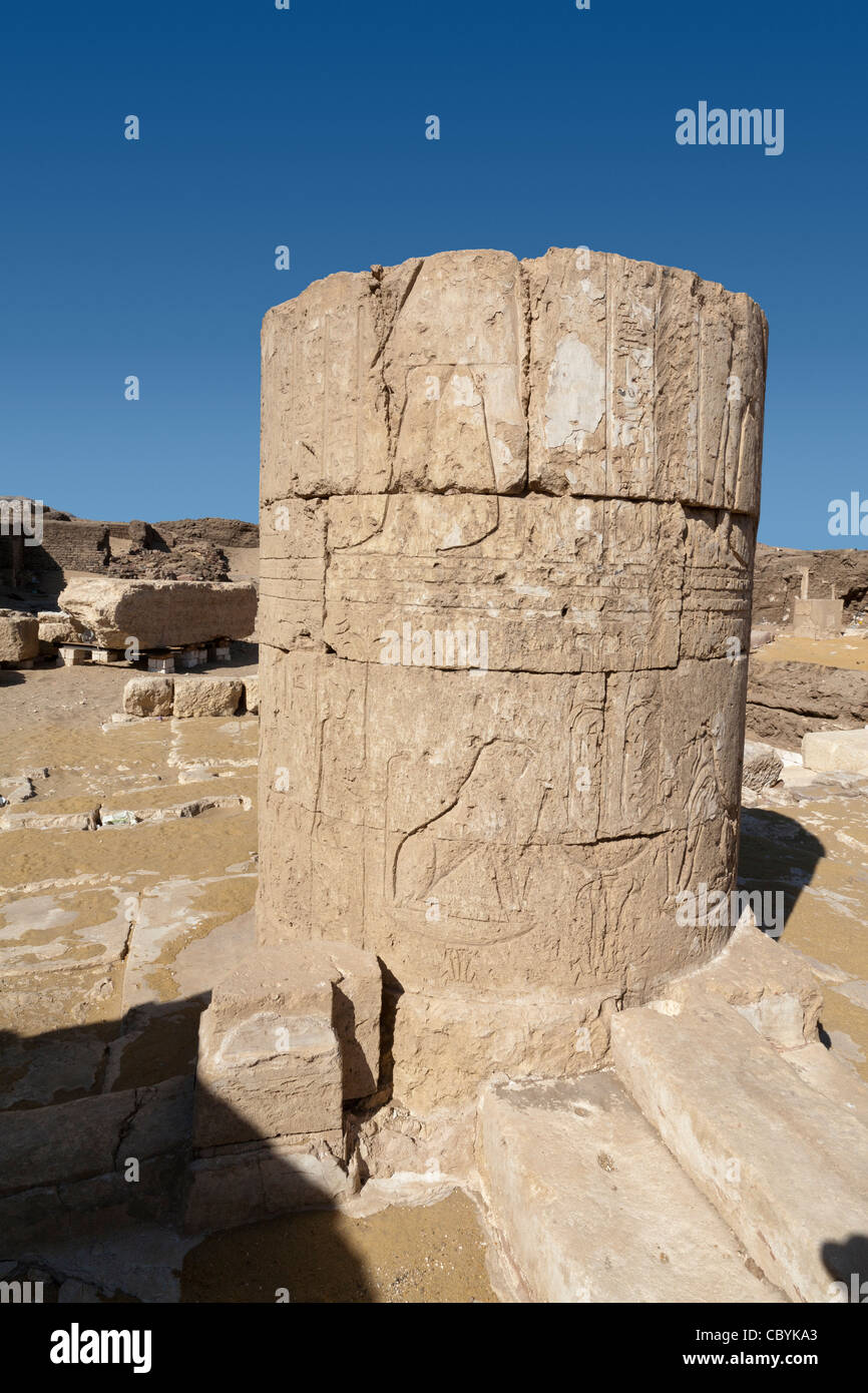 Broken column in the Ptolemaic Temple in Wanina, southwest of Akhmim in ...