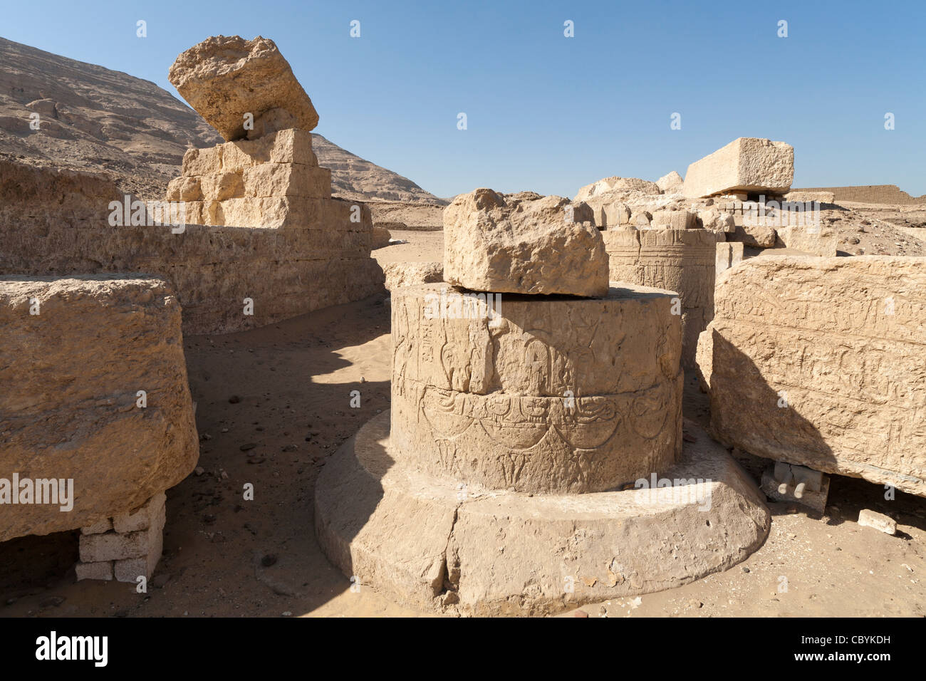 Fallen pillars in the Ptolemaic Temples in Wanina, southwest of Akhmim ...