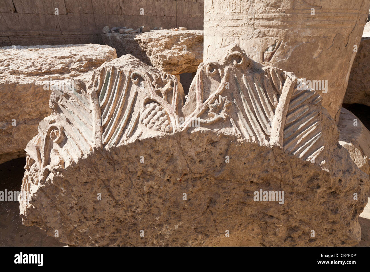 Capital head in the Ptolemaic Temple in Wanina, southwest of Akhmim in ...