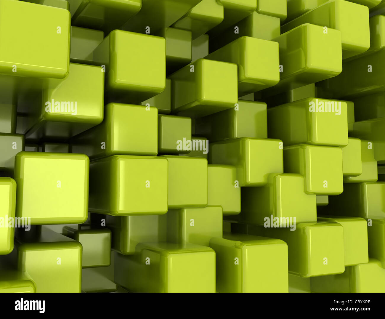 Abstract 3d green cubes construction Stock Photo - Alamy