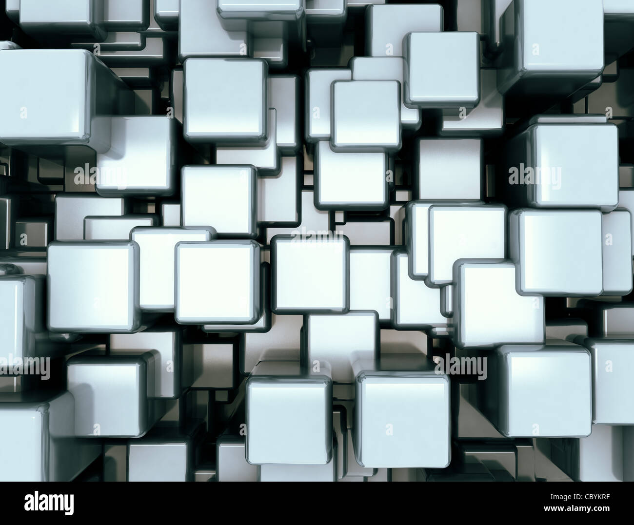 Abstract blue metal cubes construction Stock Photo - Alamy