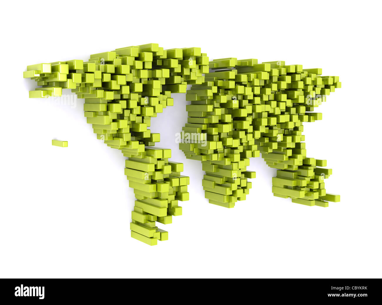 Abstract world map made of green cubes Stock Photo - Alamy
