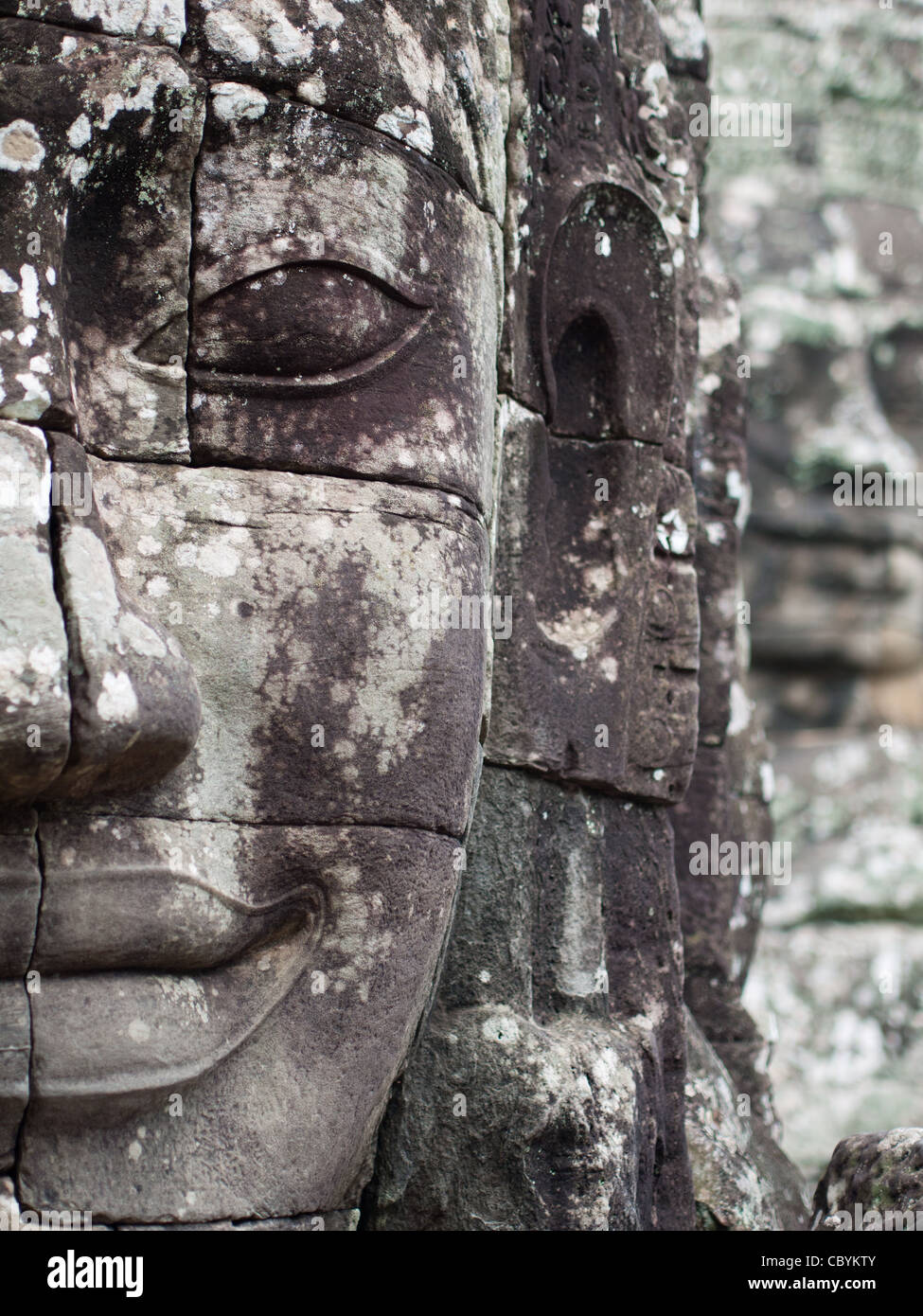 Awesome and impressive stone faces in Bayon, Angkor Thom, (Angkor ...