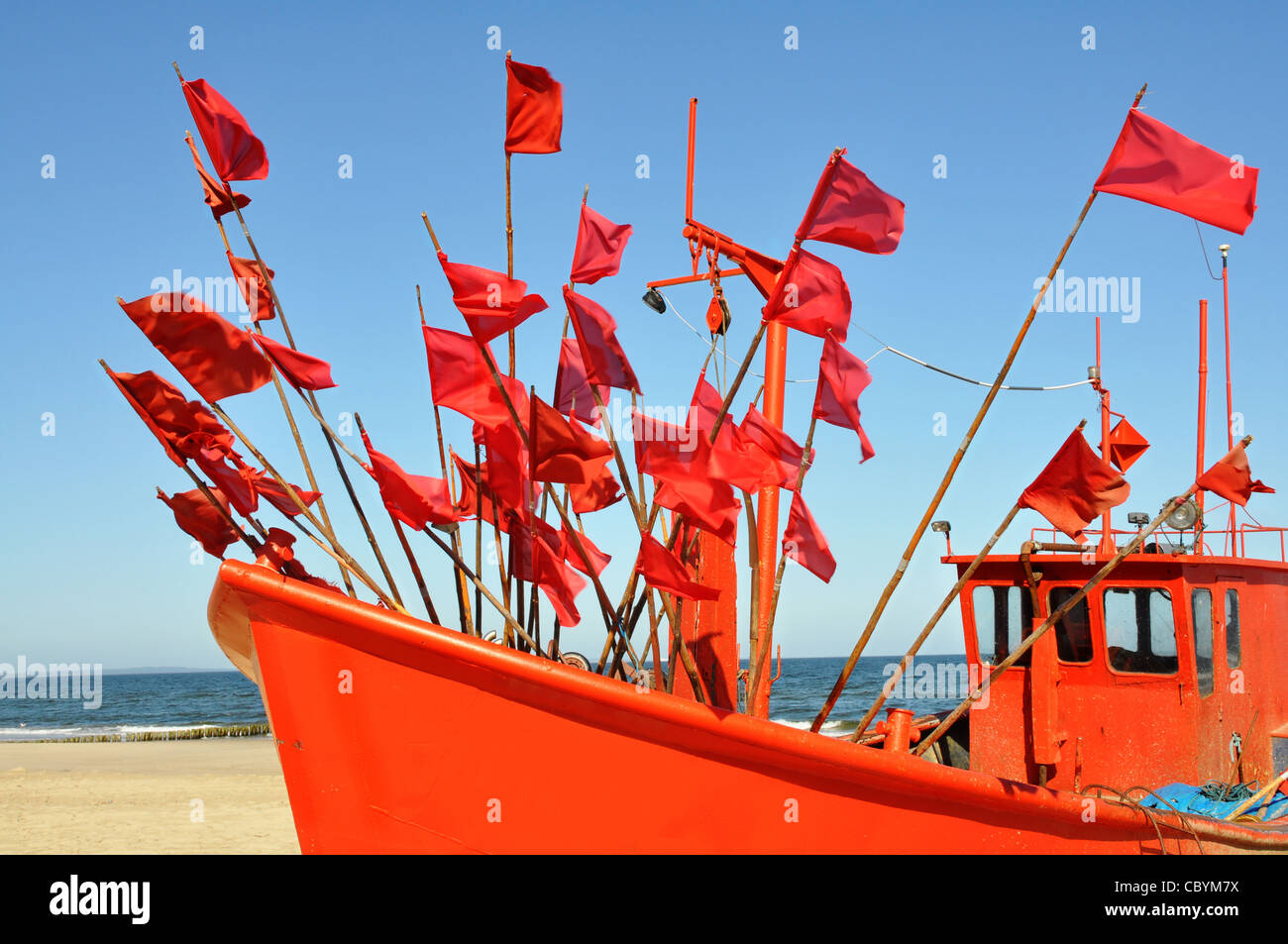 Orange fishing boat hi-res stock photography and images - Alamy