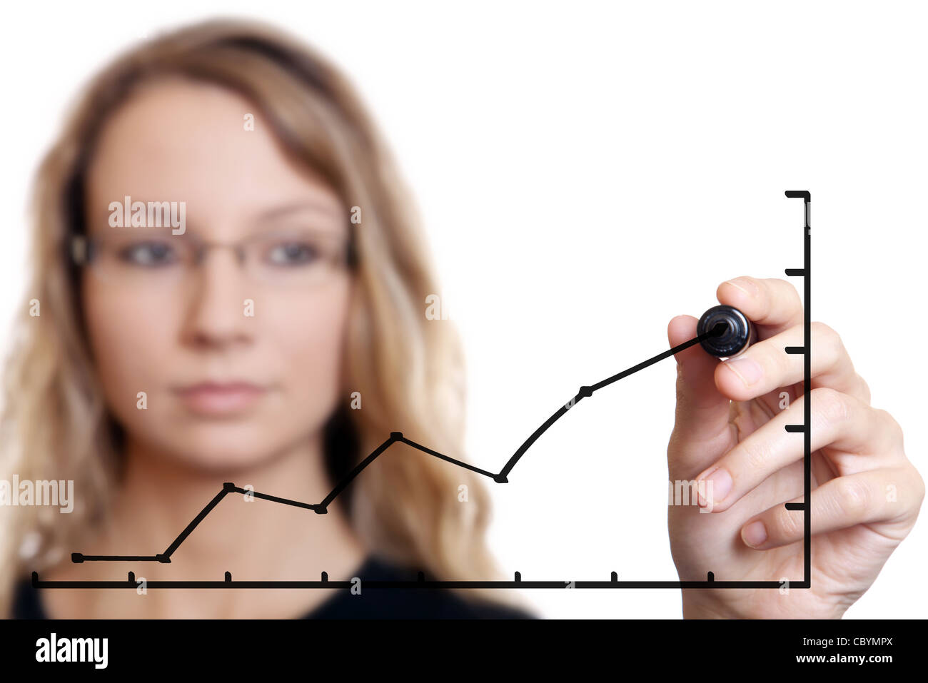 Business woman drawing growing graph hi-res stock photography and ...