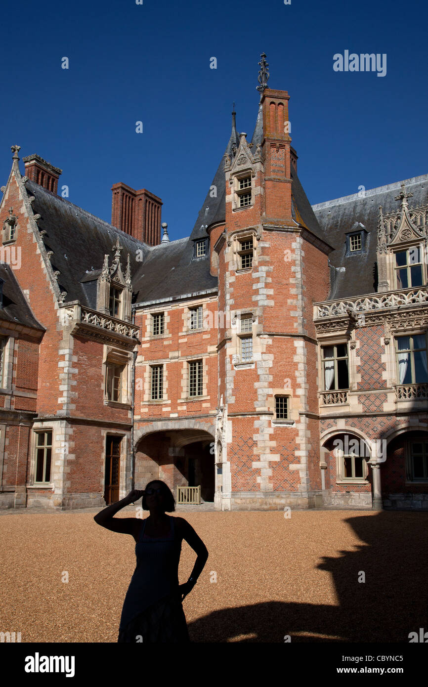 WOMAN STROLLING IN THE PARK AT THE CHATEAU DE MAINTENON, EURE-ET-LOIR ...