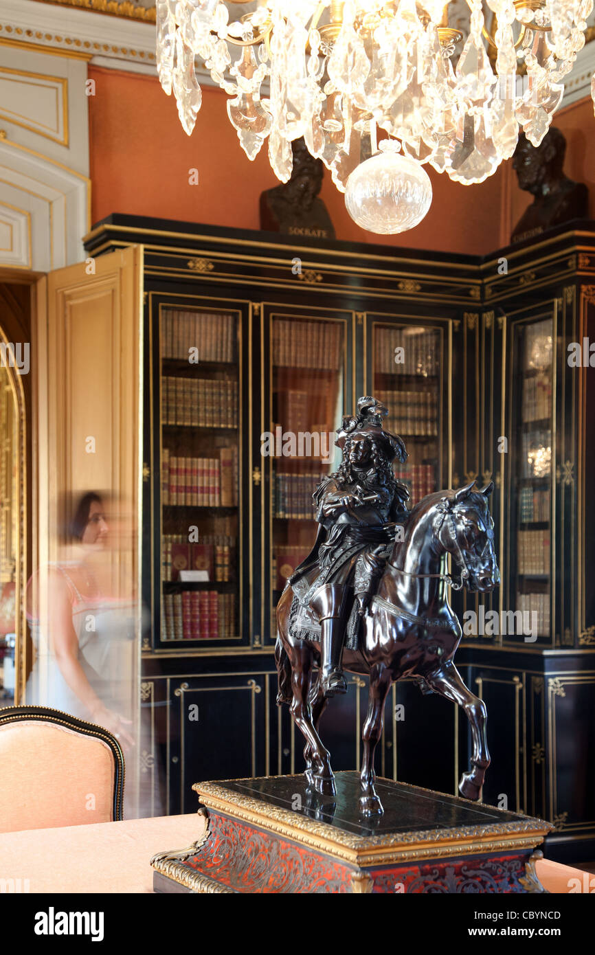 BRONZE EQUESTRIAN STATUE OF LOUIS XIV IN THE LIBRARY IN THE CHATEAU DE ...