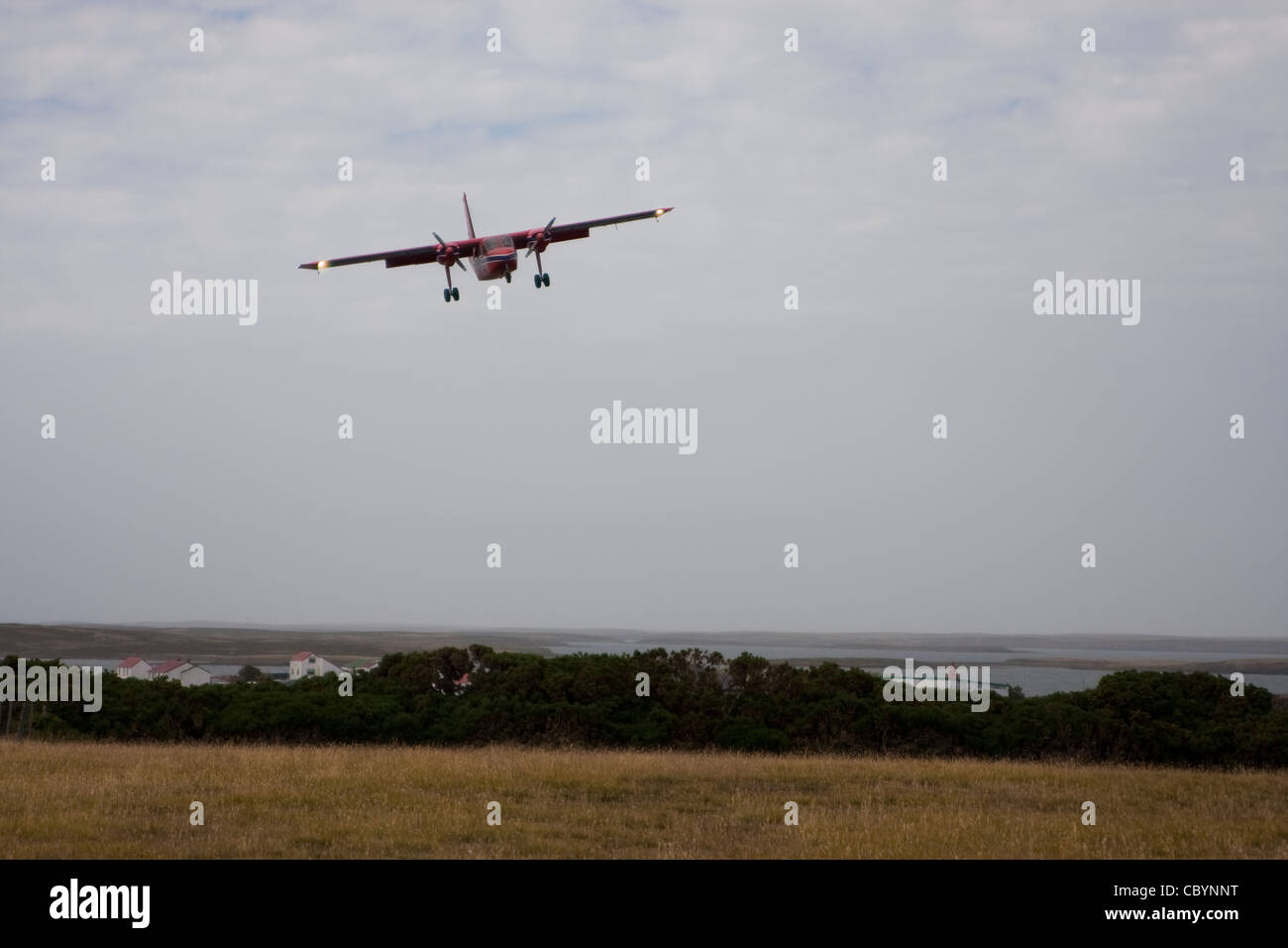 FIGAS light passenger aircraft landing at Darwin, Falkland Islands ...