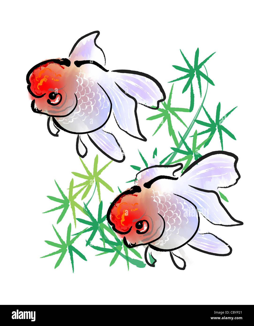 chinese style traditional painting - gold fish Stock Photo - Alamy