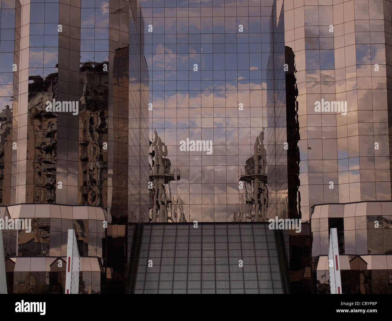 Glass facade salford quays reflecting hi-res stock photography and ...