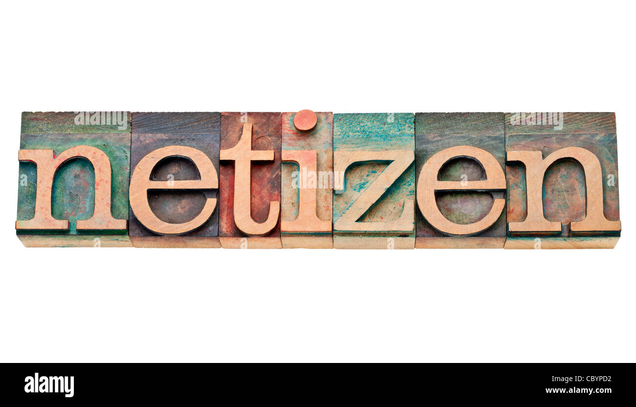 netizen - citizen of internet - isolated text in vintage wood ...