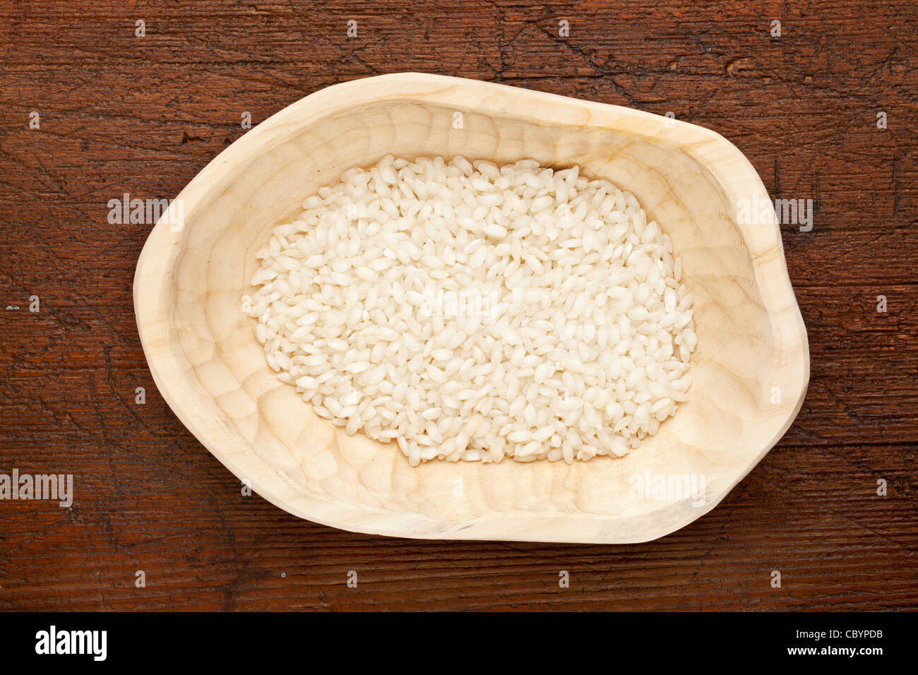 arborio rice grain, used for traditional Italian meal, risotto, in a ...