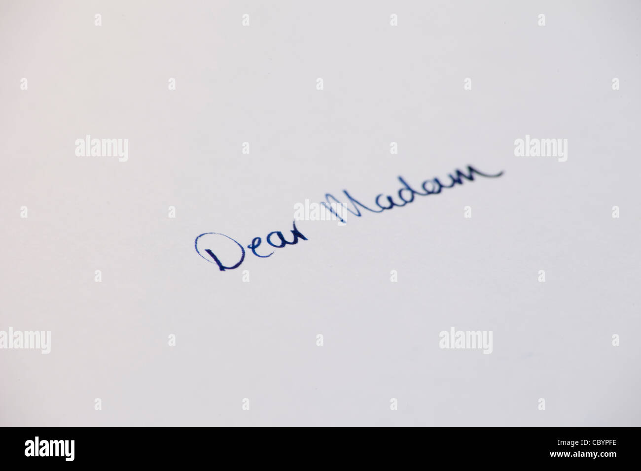 the words "Dear Madam" handwritten in ink Stock Photo - Alamy