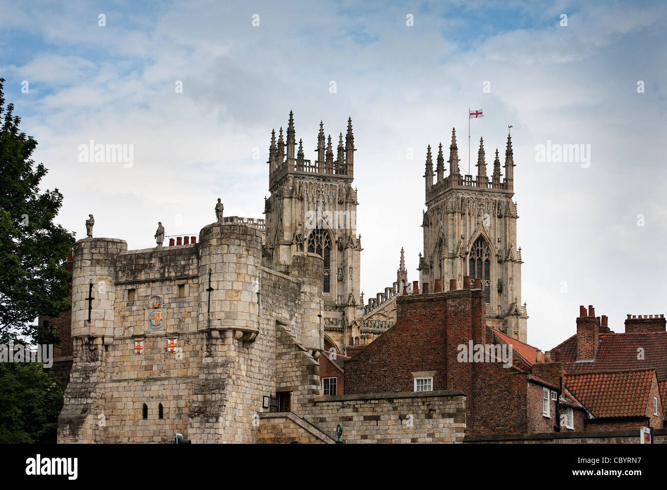 York Minster and the tower of Bootham Bar Stock Photo - Alamy
