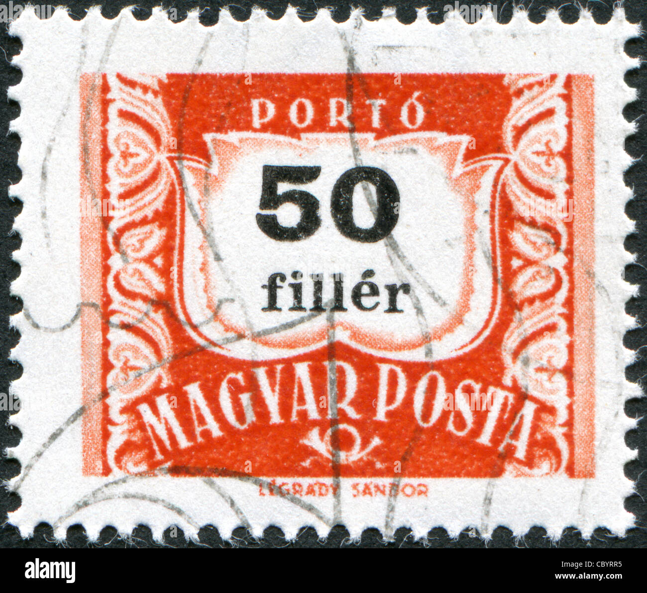 HUNGARY - CIRCA 1958: A stamp printed in Hungary, is depicted porto ...