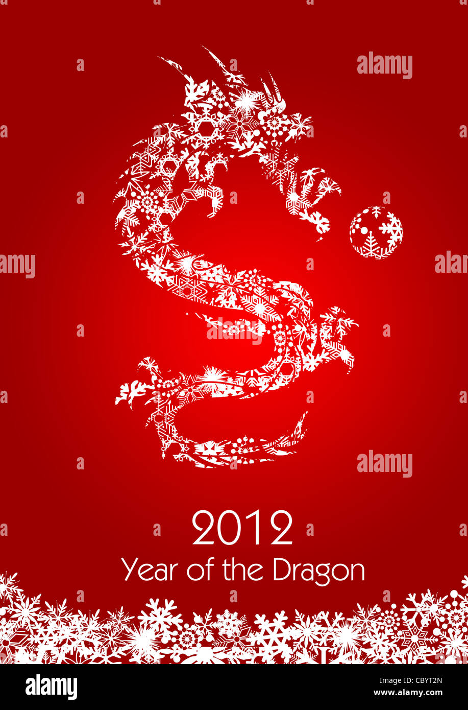 2012 Flying Chinese Snowflakes Pattern year of the Dragon with Ball on ...
