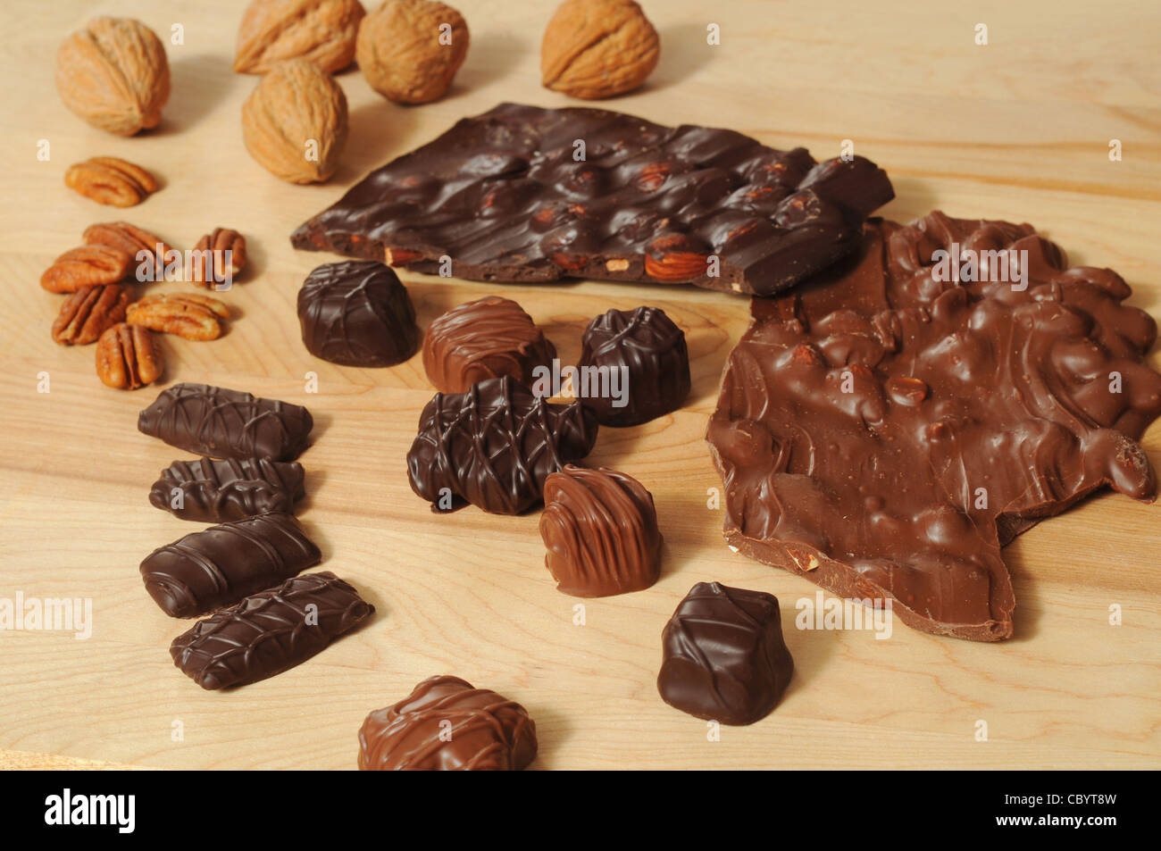 Chocolates and nuts Stock Photo - Alamy