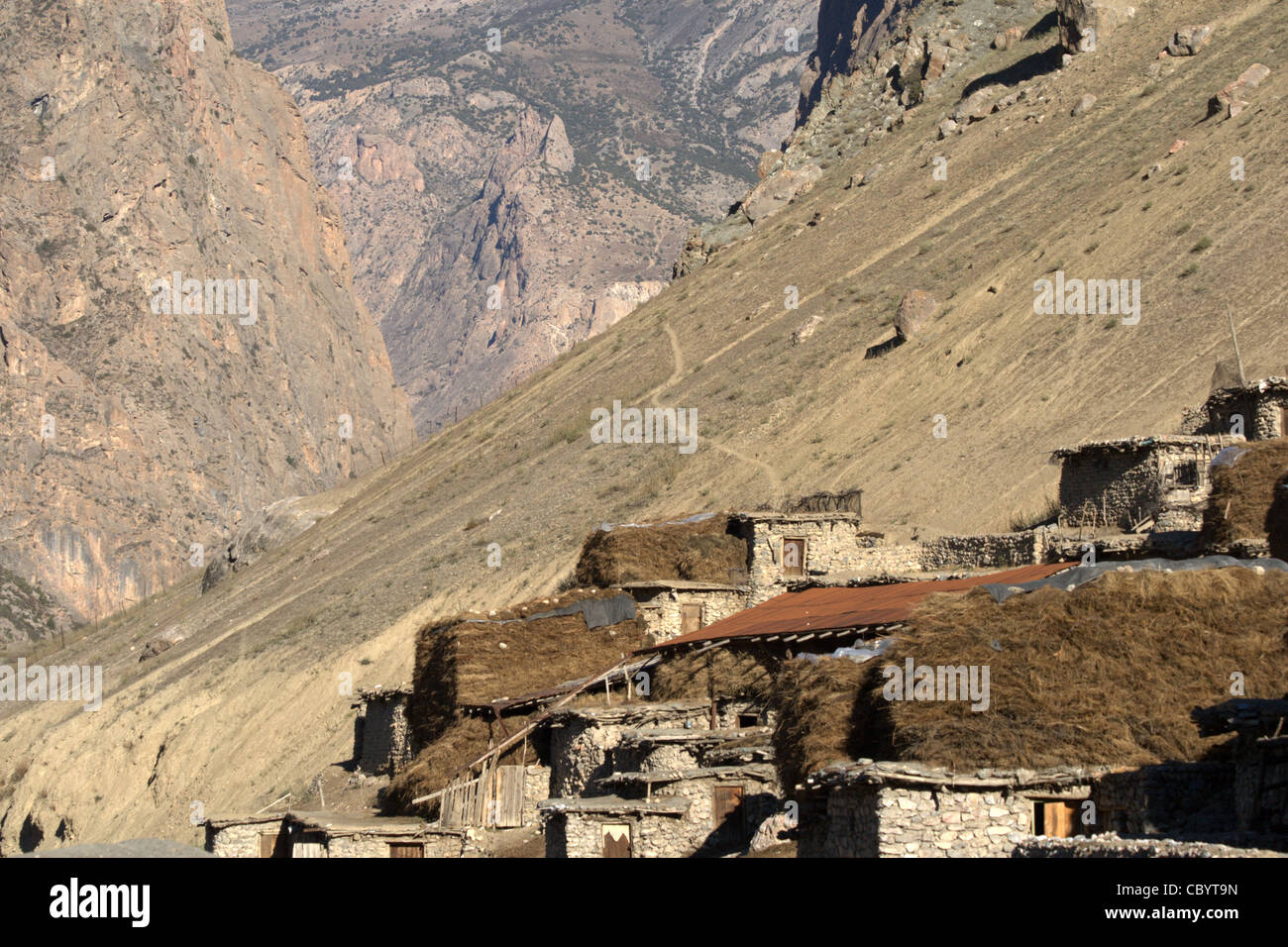 Anzob village in Yagnob valley, Hissar Range, Pamiro-Alay, Tajikistan ...