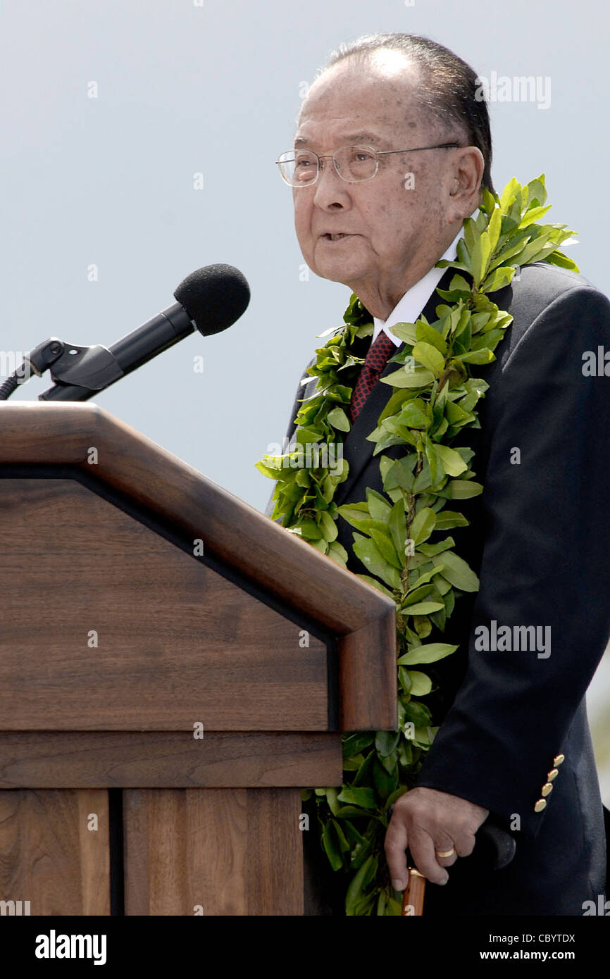 Senator daniel inouye at the f 22 arrival ceremony july hi-res stock ...