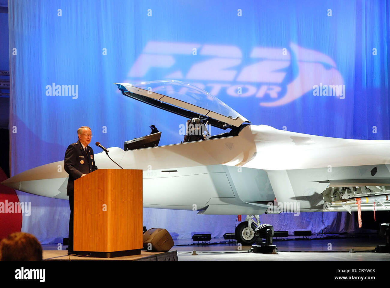 Lt. Gen. Frank G. Klotz addresses the crowd during the F-22 Raptor ...