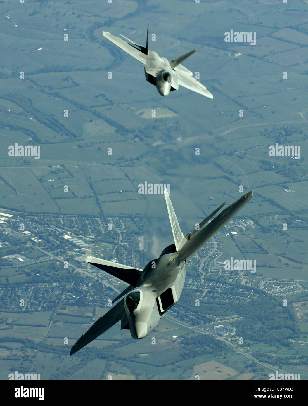 OVER THE UNITED STATES -- Lt. Col. James Hecker (front) and Lt. Col ...