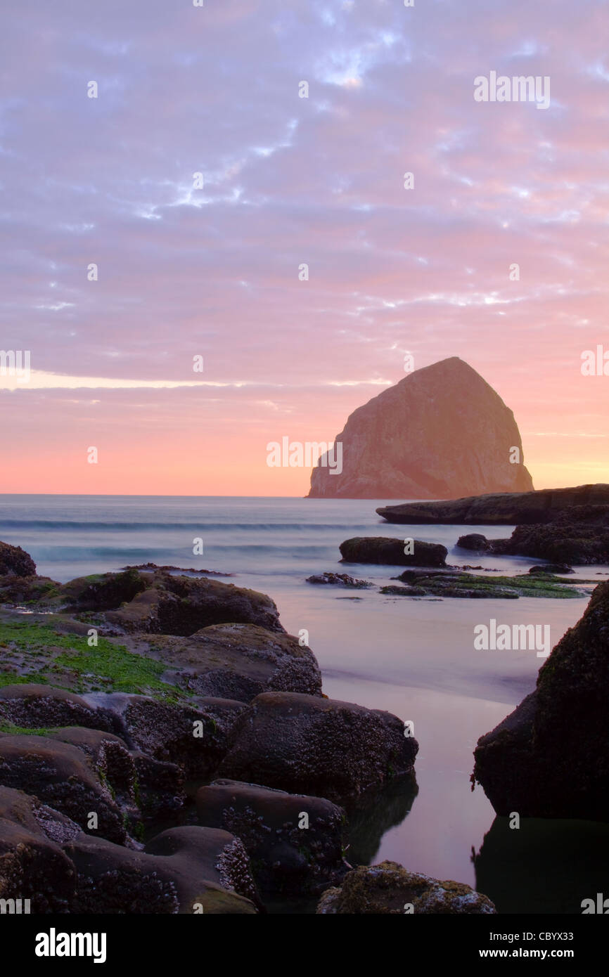 Oregon Pacific City Beach with Haystack Rock in the Distance Stock ...