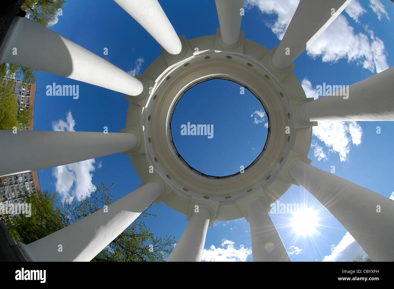 Fish eye view from down to Inside arbour Stock Photo - Alamy