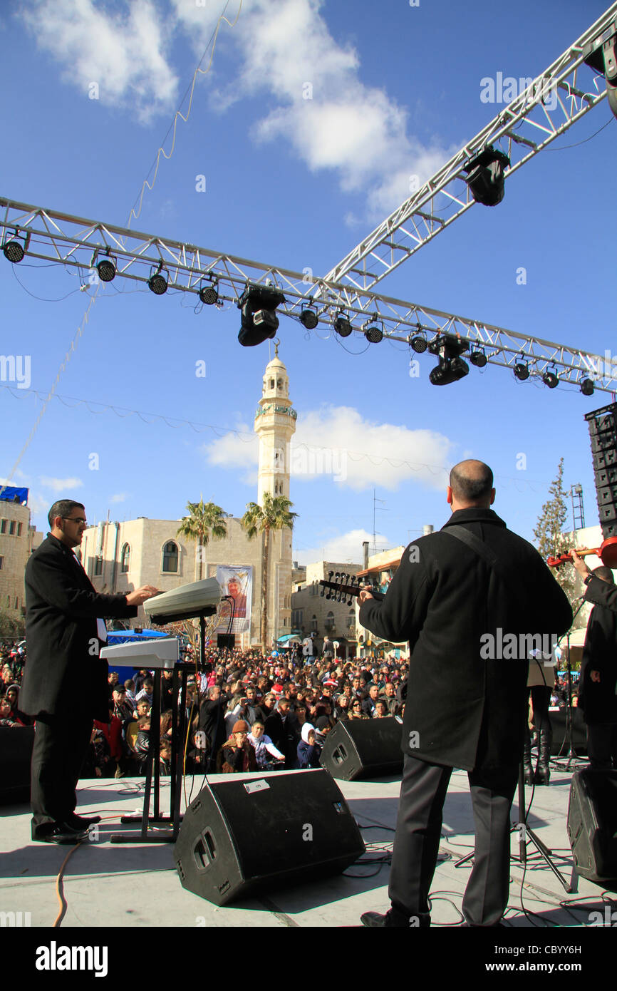 Bethlehem, Christmas celebration in Manger Square Stock Photo - Alamy