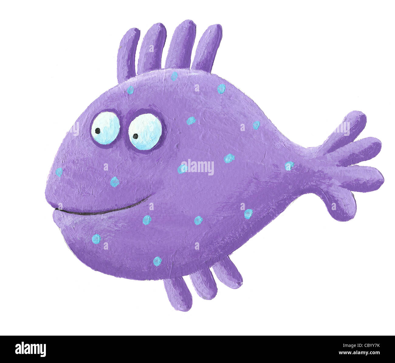 Acrylic illustration of purple fish Stock Photo - Alamy