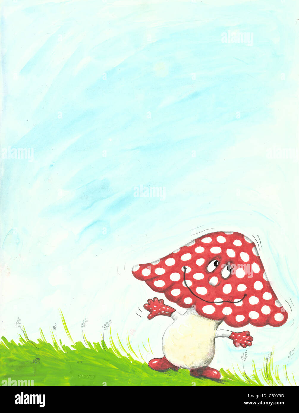 Acrylic illustration of dancing and singing toadstool Stock Photo - Alamy