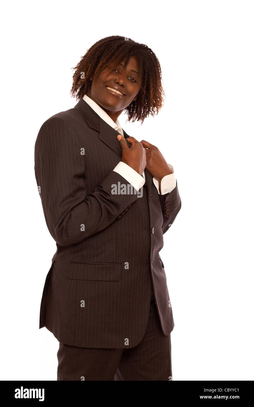 black executive women in a men suit, successful and happy Stock Photo ...