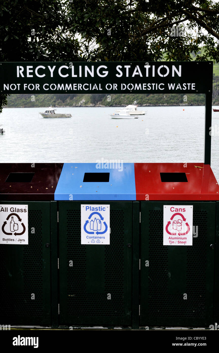 Recycling bins station hi-res stock photography and images - Alamy