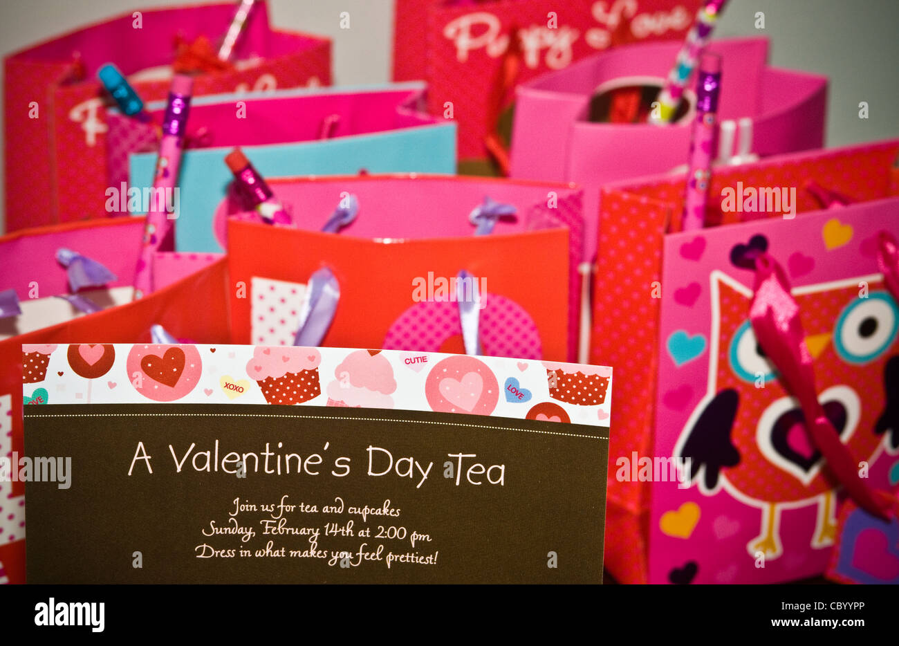 Valentine's day tea party invite Stock Photo - Alamy