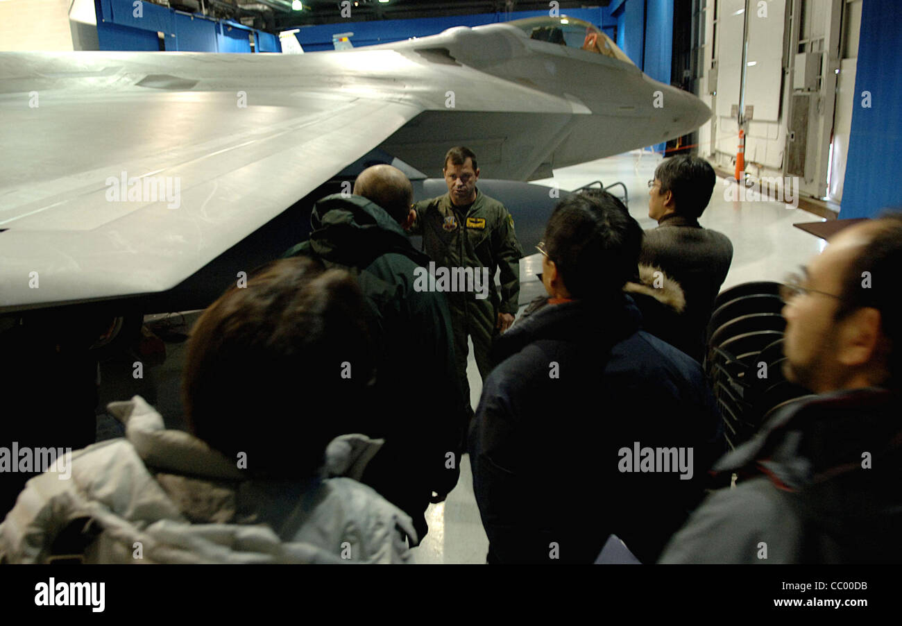 Lt. Col. Wade Tolliver explains F-22 Raptor capabilities to Japanese ...