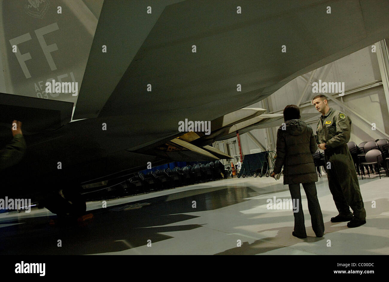 Capt phil colomy explains f 22 raptor capabilities to aya igarashi hi ...