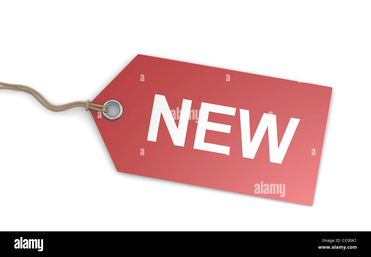 Red Price Tag with New printed Stock Photo - Alamy