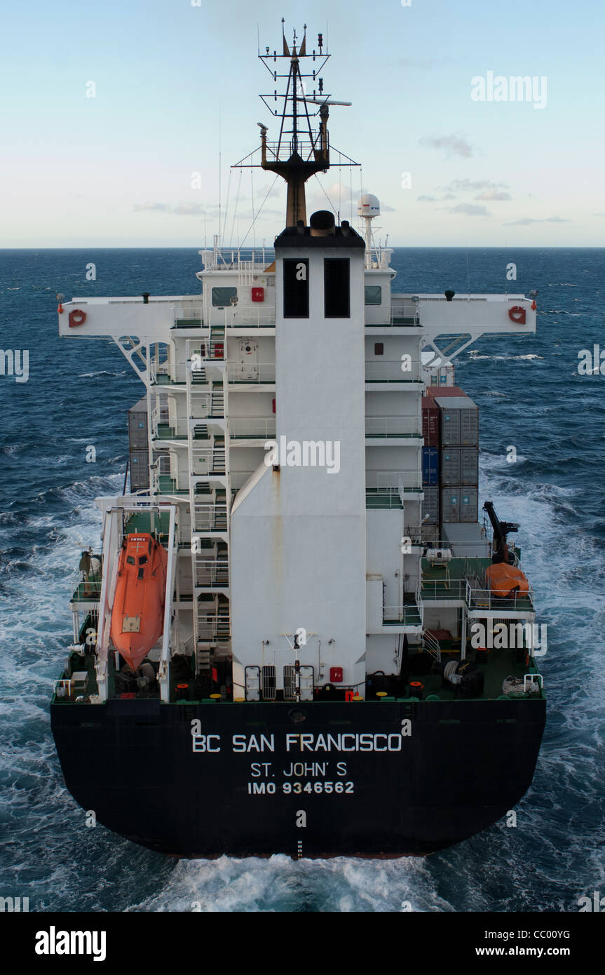 The container ship BC San Francisco in the Cook Strait of New Zealand ...