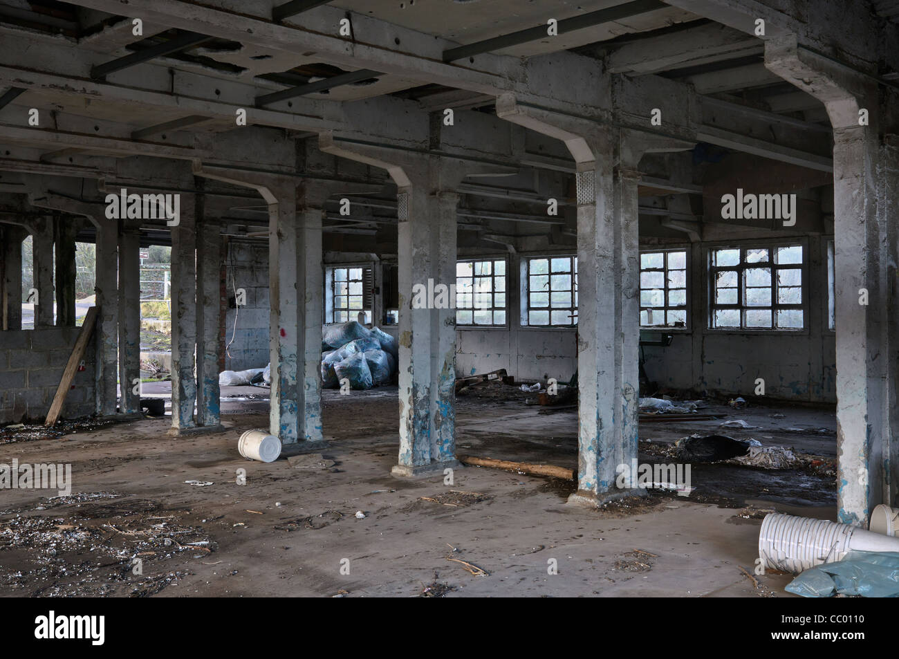 The interior of a derelict factory in Yorkshire Stock Photo - Alamy