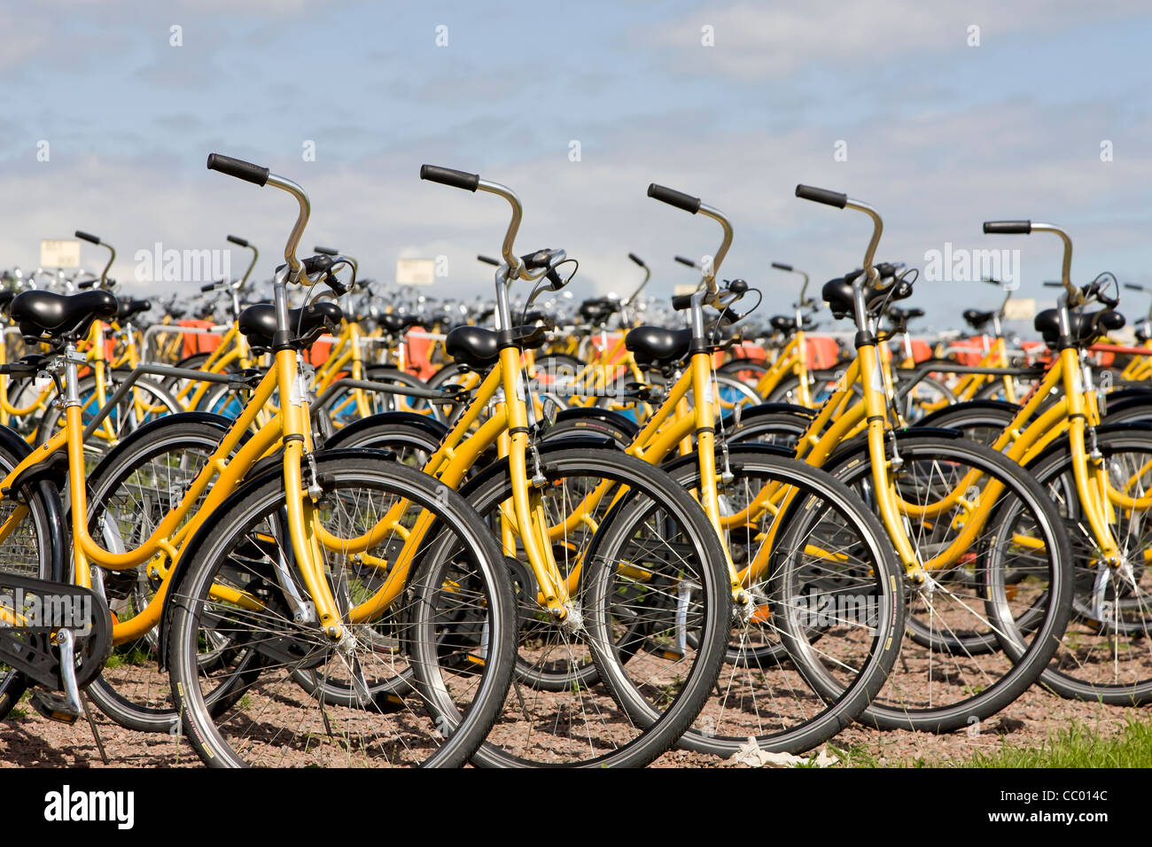 Bicycles for hire on the island of Hven in Oresund Stock Photo - Alamy