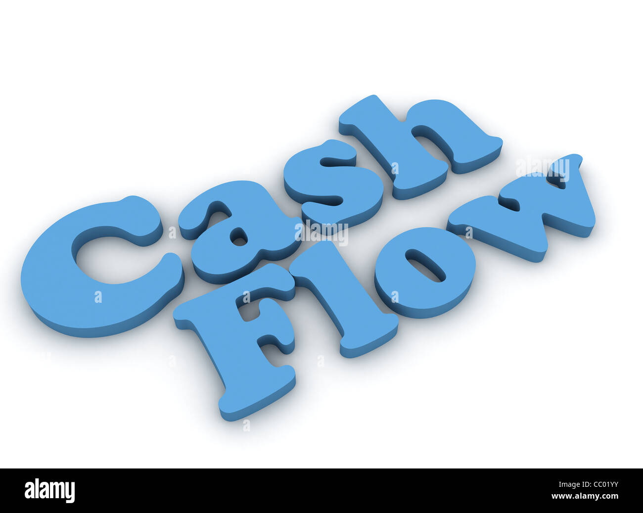 Financial term cash flow in light blue isolated on white surface Stock ...
