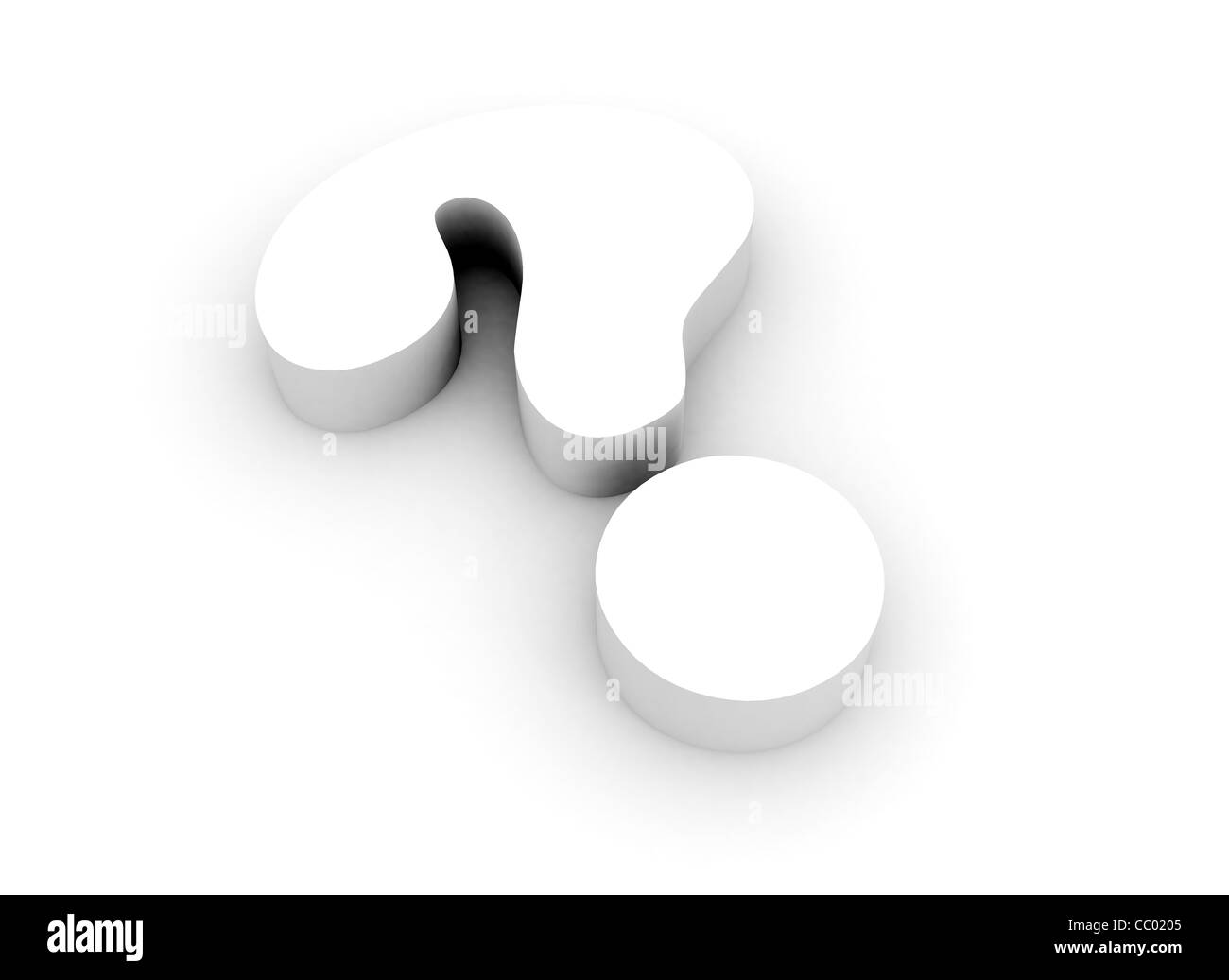 Question mark - white 3d render on white surface Stock Photo - Alamy