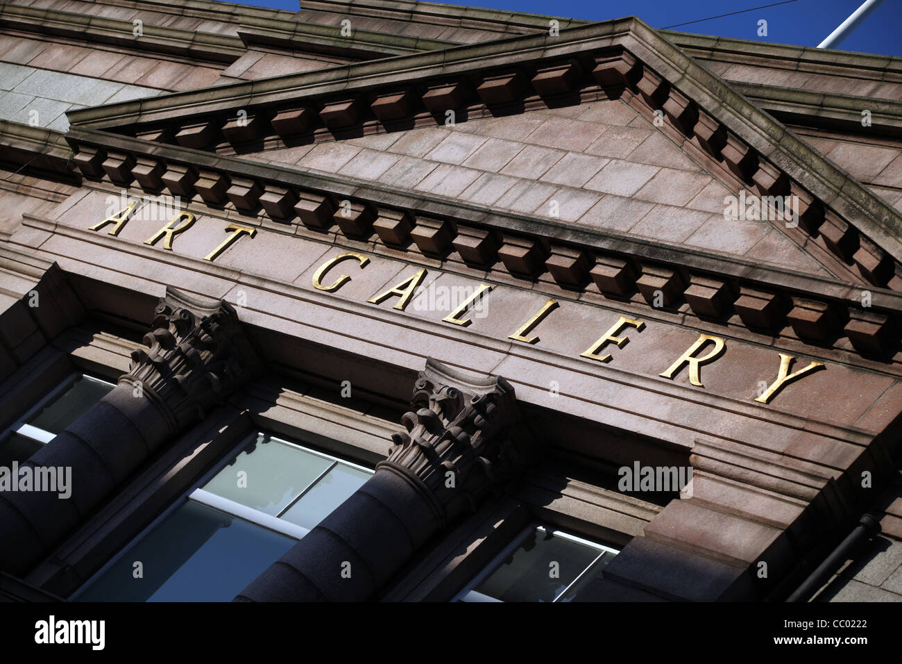 The granite front of the Art Gallery in Aberdeen city centre, Scotland ...