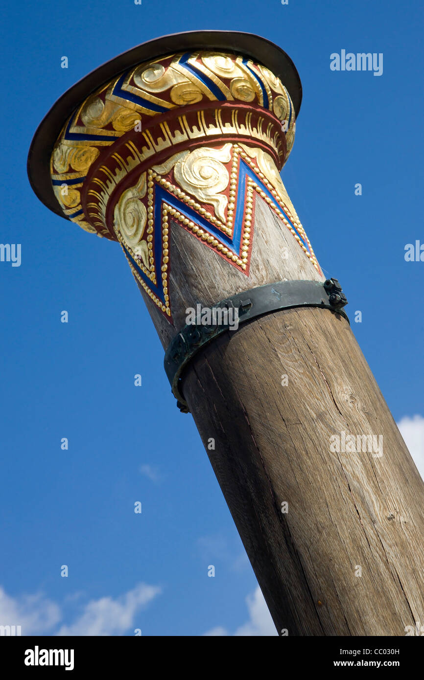 Top of the Water level post at Ribe river harbour Stock Photo - Alamy