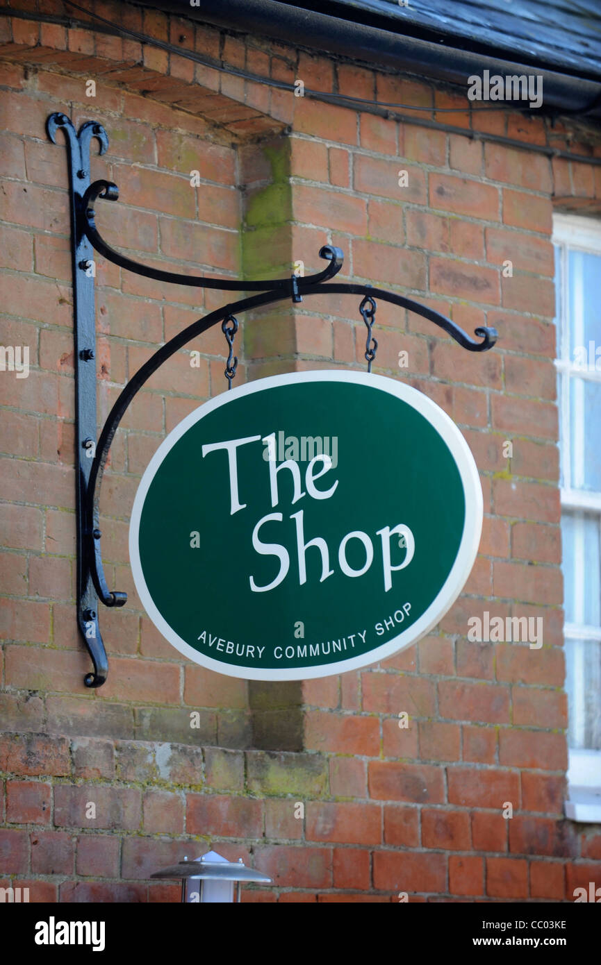 The Avebury village shop sign before it's opening on Sunday morning (15 ...