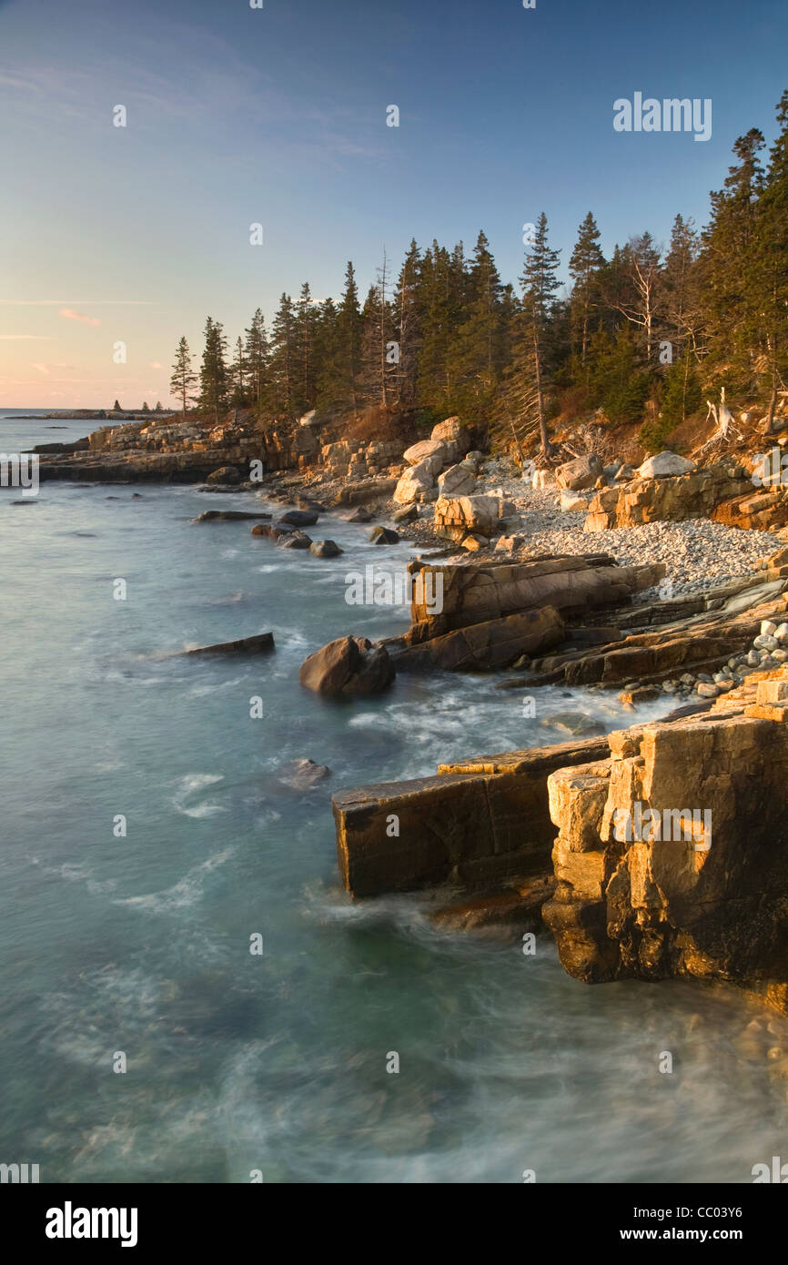 Schoodic Peninsula coastline near Schoodic Harbor in Acadia National ...