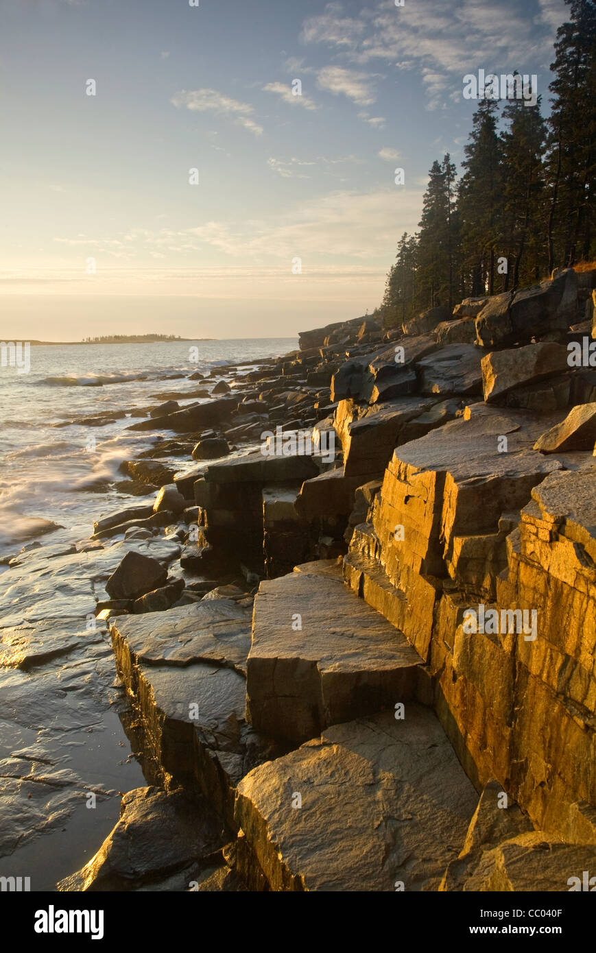Schoodic Peninsula coastline near Schoodic Harbor in Acadia National ...