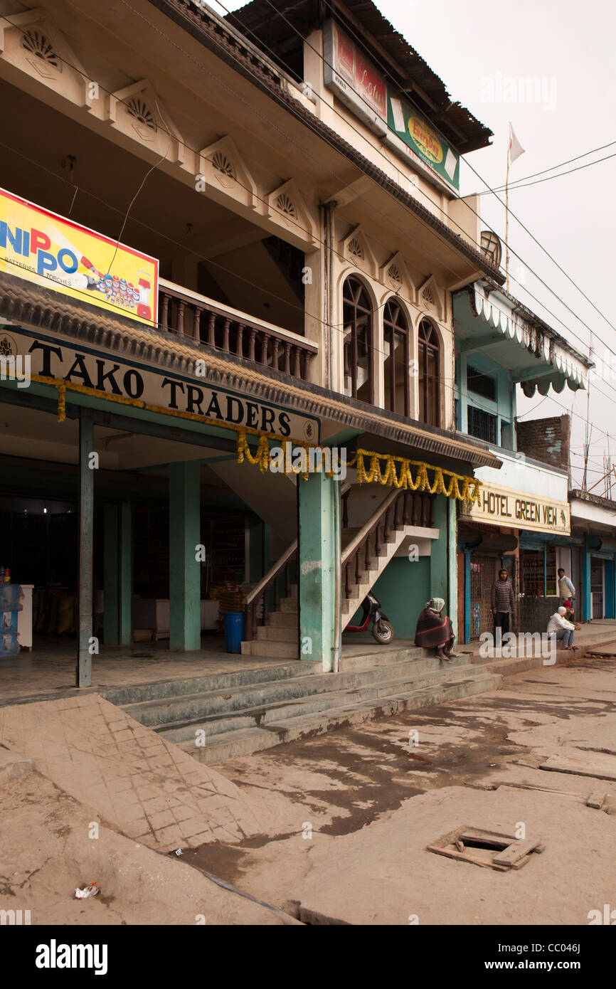 India, Arunachal Pradesh, Daporijo, town centye, Tako Traders shop and ...