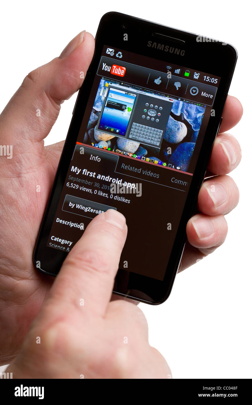 Using YouTube on a Smartphone Stock Photo - Alamy